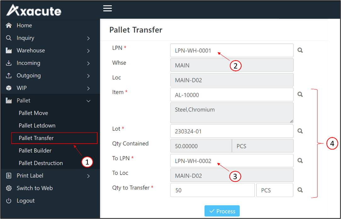 Axacute v1.6.0 Features: Pallet Transaction